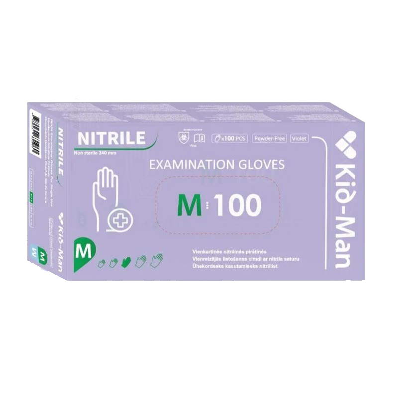 Vienkartinės pirštinės KID MAN, nitrilinės, violetinės